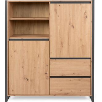 Finori Argonauta - Buffet haut 2 portes 120x40x139 cm ch&ecirc;ne et anthracite - sylon