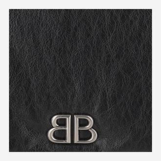 Balenciaga Mens Logo Shoulder Bag Black Leather Handbags Hand