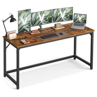Vasagle Vasagle - Bureau dOrdinateur, Table, 160 x 60 x 76 cm, pour Bureau, Chambre, Salon, Cadre en M&eacute;tal, Marron Rustique et Noir dencre
