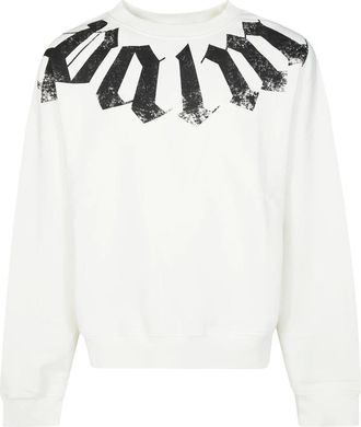 Palm Angels Homme, Sweatshirts et sweats &agrave; capuche, Blanc, Taille: L Big Neck Logo Loose Tee