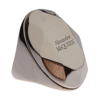 Alexander McQueen Ring mit facettiertem Stein und breitem Band - - Accessories - Damen - Grau - 52 MM