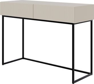 Selsey Schminktisch Makeup Tisch Frisiertisch Kosmetiktisch 110 cm Mit 2 Schubladen Veldio Graubeige Schwarze Beine