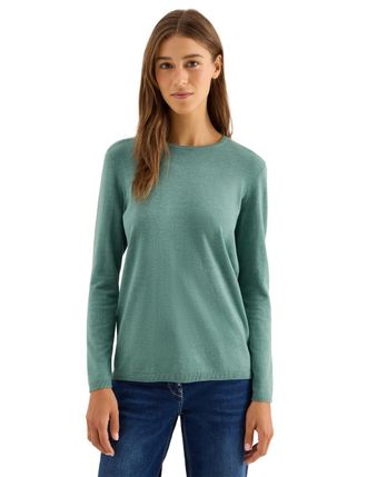Cecil Damen 3015619 Basic Pullover, Jewel Green Melange, XXL