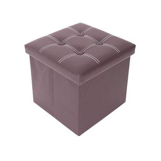 Mobili Rebecca Pouf Recipient Simili Cuir, Pouf, Cube, Repose-Pieds - Dimensions: 30 x 30 x 30 cm (HxLxL) (Marron)