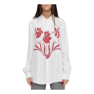 Moschino Seidenmischung Bluse mit Blumendetail - - Blouses & Shirts - Damen - Wei&szlig; - XL