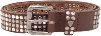 HTC Htc Gürtel - Studded Brown Leather Belt With Central Buckle - Gr. 110 - in Braun - für Damen