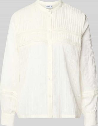 Jake*s Casual Bluse mit Mao-Kragen und Pointelle-Muster