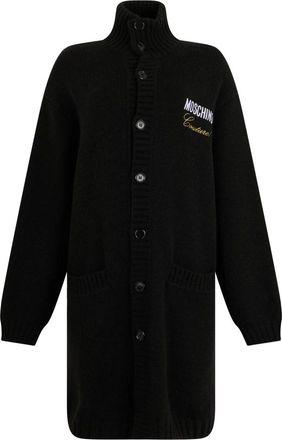 Moschino Femme, Pulls, Noir, Taille: 42 FR Cardigan long &agrave; col haut