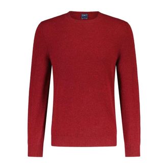 Fedeli Kaschmirpullover mit geripptem Saum und Rundhalsausschnitt - - Knitwear - Herren - Rot - M