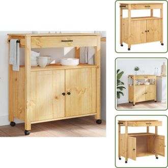 vidaXL The Living Store K&uuml;chenwagen MONZA 84x40x90 cm Massivholz Kiefer - Holz K&uuml;chenwagen - K&uuml;chenschrank - Vintage Stil - K&uuml;cheninsel - Mobiliar