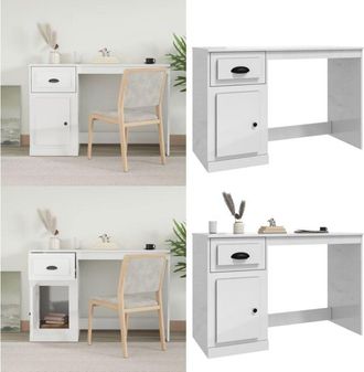 vidaXL Schreibtisch mit Schublade Hochglanz-Wei&szlig; 115x50x75 cm - Schreibtisch - Schreibtische - Home & Living