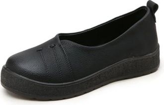 Generic Escarpins rétro bas confortables à bout rond pour femme - Semelle souple - Légers - Décontractés - Polyvalents, Noir, 37 EU