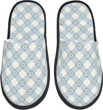 Generic Marguerite &Agrave; Carreaux Bleu Homme Femme Chaussures De Maison Respirantes Pantoufles Confortable Chaussons Pour Hiver Ext&eacute;rieur Maison M