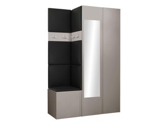 Mirjan24 Garderoben-Set Monati XXVI, Kleiderschrank mit Spiegel, Schuhschrank, 4 Doppelhaken, Kleiderhakenbrett, Gepolstertes Paneel/Wandpaneel, Flurgarderobe 