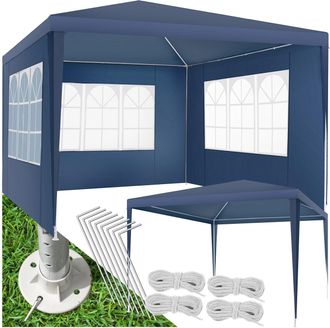 TecTake Pavillon 3x3 m mit verstärktem Gestell, Zelt groß, wasserdicht, Gartenpavillon, Partyzelt, Event Shelter, Festzelt, Gartenpavillon 3x3 m mit 3 Seitenw