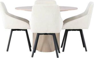 ebuy24 Olivia Essgruppe Tisch whitewash und 4 Rosie Stühle beige