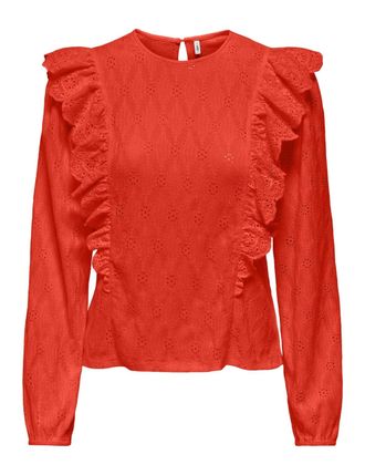 Only Damen Onlgrace L/S O-Neck Top Box JRS Bluse, Fiesta, Small