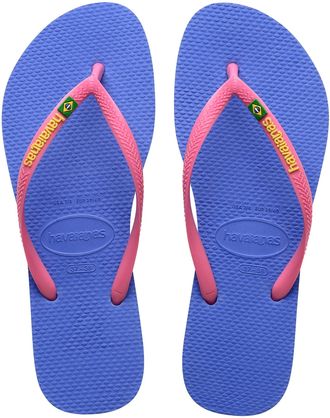 Havaianas Slim Brasil Logo, Bequeme, langlebige und leichte Badelatschen, Hommage an Brasilien, Riemen und Außensohle mit Brasilien-Flagge, für Damen