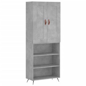 tidyard Highboard Betongrau 69,5x34x180 cm Holzwerkstoff, Hochschrank Mehrzweckschrank Aktenschrank für Wohnungen Schlafzimmer Homeoffice3200045
