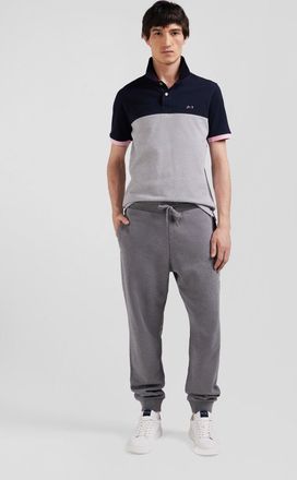 Eden Park Polo Manches Courtes En Piqu&eacute; Coton Gris D&eacute;tails Contrast&eacute;s Broderie Noeud Papillon Coupe Regular