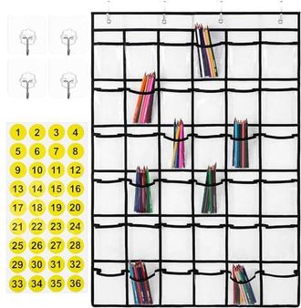 BESTONZON WATIIFUFU Organisateur Suspendu &agrave; Compartiments Pvc Transparent Blanc 36 Cases pour Porte, Support Multifonction pour T&eacute;l&eacute;phone Portable et Accessoire