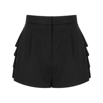 Elisabetta Franchi Shorts en gabardine avec volants - Femme - Shorts - Noir - Taille: 38 FR