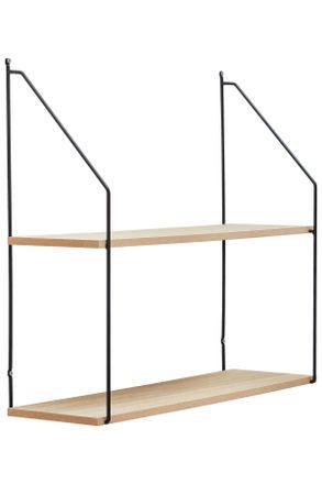 Landscape Wandregal, Natur, Schwarz, Holzwerkstoff, 2 F&auml;cher, 65x56x20 cm, Bsci, h&auml;ngend, in verschiedenen Gr&ouml;&szlig;en erh&auml;ltlich, K&uuml;chen, K&uuml;chenm&ouml;bel, K&uuml;chenregale