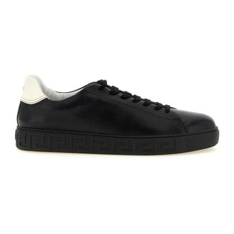 Versace Homme, Chaussures, Noir, Taille: 43 1/2 EU Greca Leather Baskets