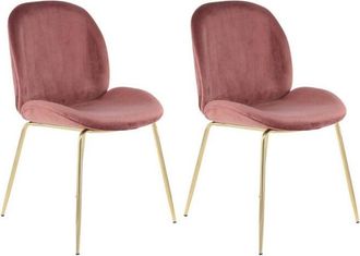 Paris Prix Paris Prix - Lot de 2 Chaises Design Charlize 90cm Rose & Or