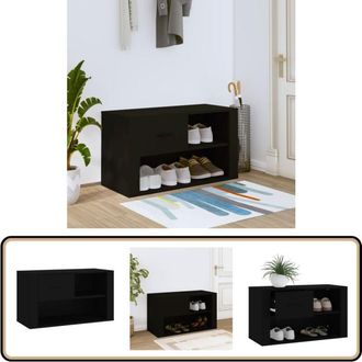 vidaXL Vidaxl - Schuhschrank Schwarz 80x35x45 cm Holzwerkstoff - Schuhschrank - Garderobe - Flurmöbel - Holzwerkstoff Möbel - Schwarze Schränke
