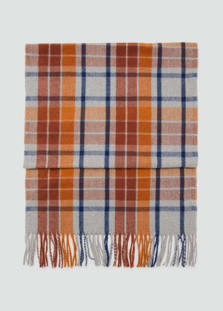 Mango Check scarf with fringed ends caramel - Femme - Taille unique - MANGO
