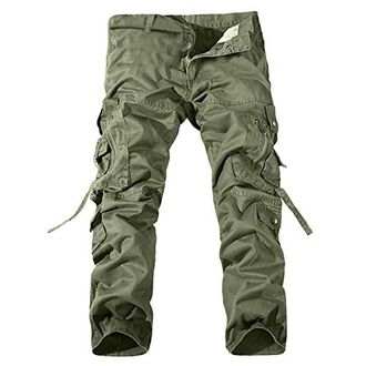 Generic Pantalon Tactique Homme, Pantalon Cargo D&eacute;Contract&eacute; Pliss&eacute; -Poches Zipp&eacute;Es Taille Moyenne pour Homme