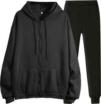 Generic Ensemble de survêtement 2 pièces pour femme - Petite taille - Fermeture éclair intégrale - Confortable - Polyvalent - Survêtement de sport - Tenue de 