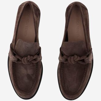 Bottega Veneta Womens Loafers Astaire Dark Brown Suede Calf Leather Sandal