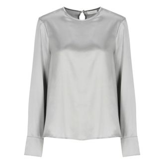 PESERICO Femme, Blouses et Chemises, Gris, Taille: 38 FR Blouse en soie satin&eacute;e brillante