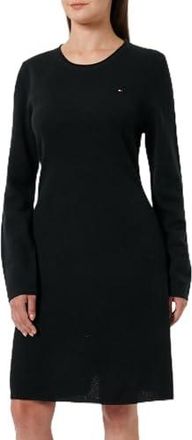 Tommy Hilfiger Robe Pull Femme Soft Wool Flared Sweater Dress Manches Longues, Noir (Black), XL