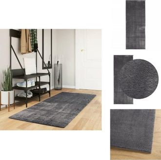 vidaXL Vidaxl - Teppich huarte Kurzflor Weich und Waschbar Anthrazit 80x200 cm - Weichheit - Flaumig - Kurzflor - Anthrazit - Teppich