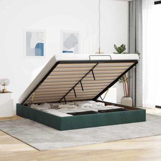 vidaXL vidaXL Cadre de lit ottoman sans matelas vert fonc&eacute; 200x200 cm velours