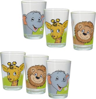 Ritzenhoff & Breker Kindertrinkgläser-Set Afrikatiere, 6-teilig, Farblos (Klar)