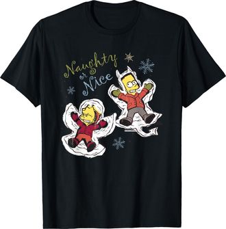 The Simpsons Bart and Lisa Christmas Holiday Naughty or Nice T-Shirt