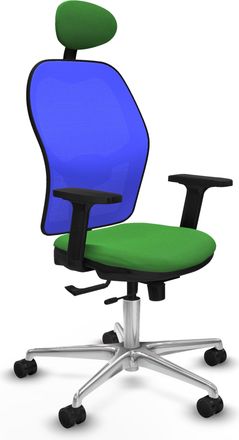 Piqueras y Crespo B&uuml;rostuhl mit 2D-Armen, h&ouml;henverstellbare Lendenwirbelst&uuml;tze und festes Kopfteil, ausgestattet mit Syncro/Traslack und injiziertem Schaumstoff, Blau/G