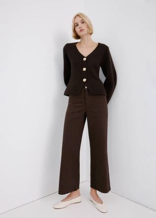 Mango Jean style jupe-culotte Catherin taille haute chocolat - Femme - 36 - MANGO