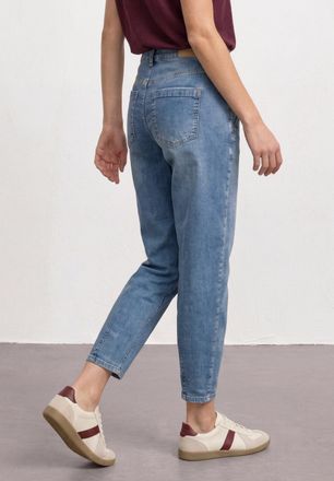 Street One Comfort-fit-Jeans STREET ONE, Damen, Gr. 27, L&auml;nge 28, blau (medium blau random wash), Jeans, 56% Lyocell, 22% Polyester, 19% Viskose, 3% Elasthan, un