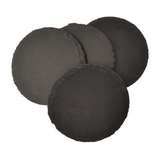 Out of the Blue Magnifique Lot de 4 Dessous de Verre en Ardoise avec Pieds en Caoutchouc, diam&egrave;tre env. 10 cm