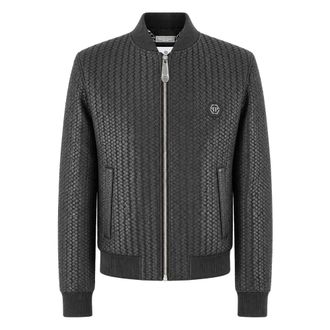 Philipp Plein Leder Bomberjacke - - Jackets - Herren - Schwarzk - 5XL