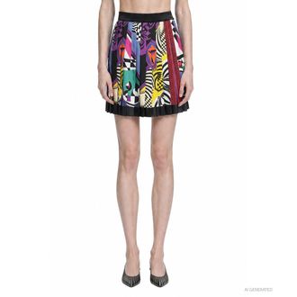 Versace Teatro Print Pleated Mini Skirt