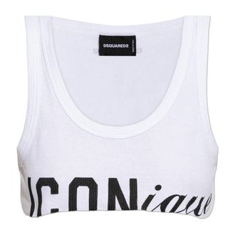Dsquared2 Femme, Tops, Blanc, Taille: 34 FR Top court &agrave; bords francs
