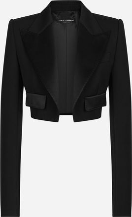 Dolce & Gabbana Spenzer Im Smokingstil Aus Wollgabardine - Frau Blazer Schwarz Wolle 38