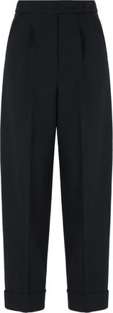 Max Mara Femme, Pantalons, Bleu, Taille: 38 FR Pantalon en laine taille haute