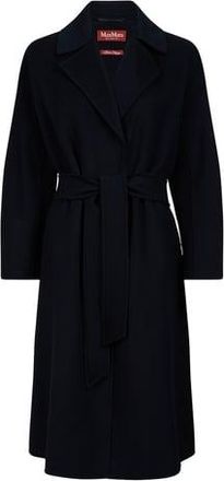 Max Mara Manteau long &agrave; ceinture en laine m&eacute;lang&eacute;e